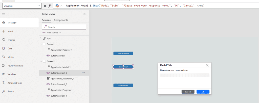 Modal Component - Power Apps - Lập trình Apps Script
